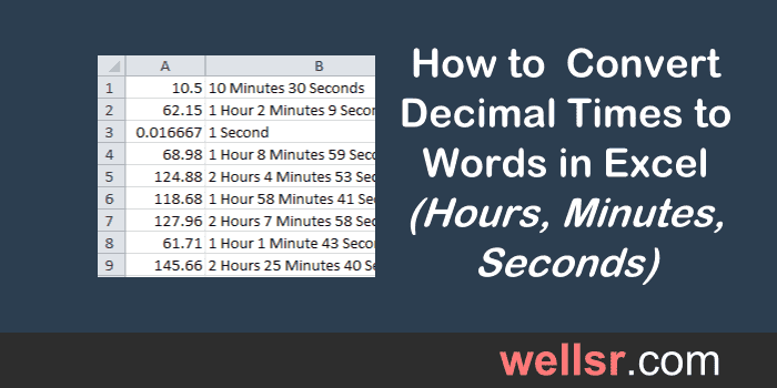 Convert Decimal Time To Hours Minutes Seconds With VBA Wellsr